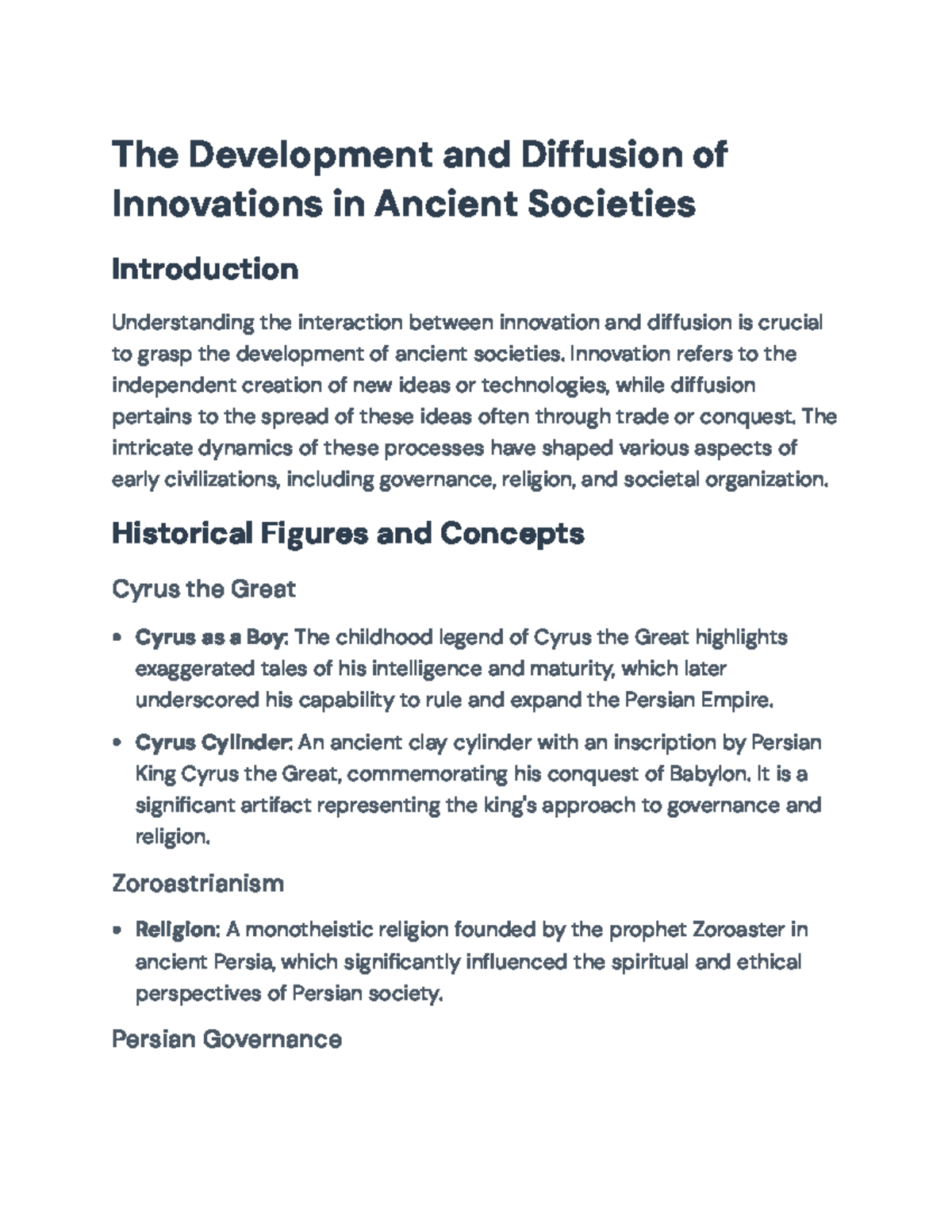 The Development and Diffusion of Innovations in Ancient Societies: A ...