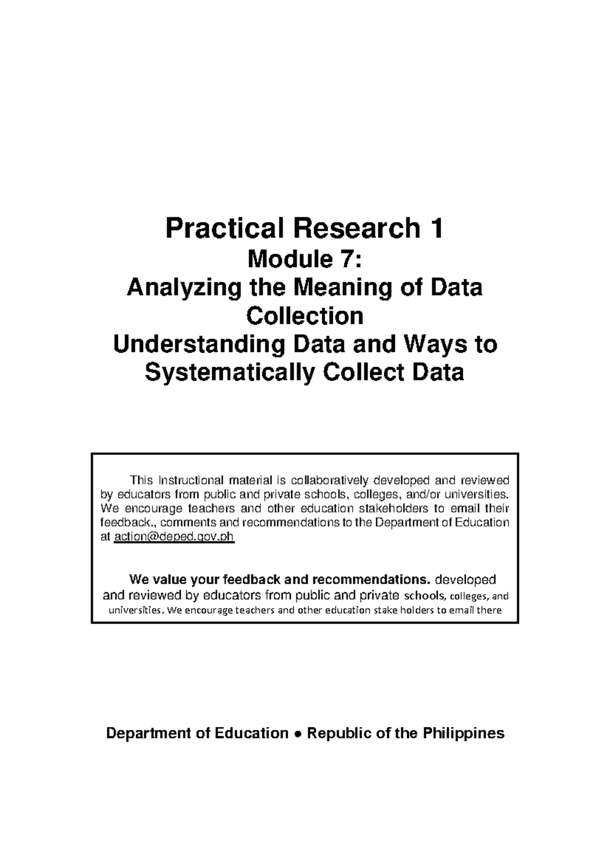 Practical Research 1: Module 7 - Understanding Data Collection ...