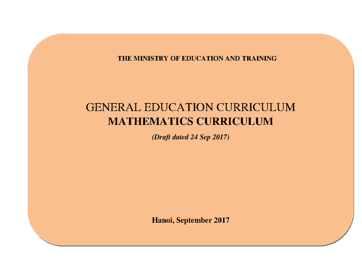 Math curriculum 24.9.2017 Eng - THE MINISTRY OF EDUCATION AND TRAINING ...