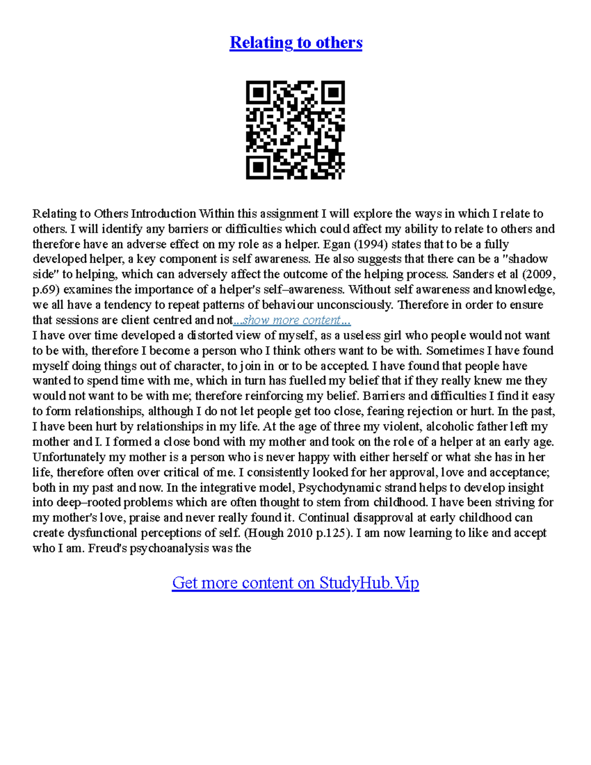 Helping Others Essay - Relating to others Relating to Others ...