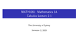 MATH1061 - USyd - Mathematics 1A - Studocu