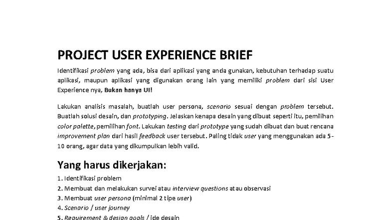 PROJECT UX BRIEF: User Experience Analysis & Design Solutions - Studocu