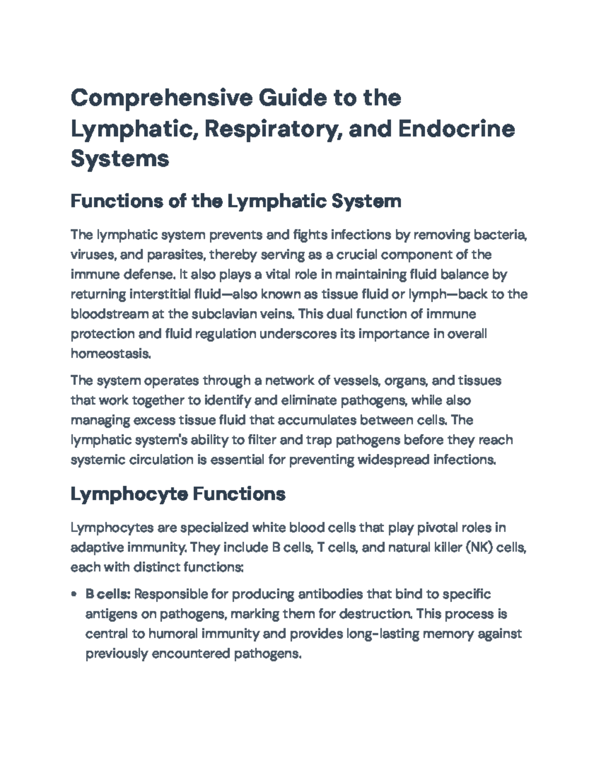Comprehensive Overview of Lymphatic, Respiratory, and Endocrine Systems ...