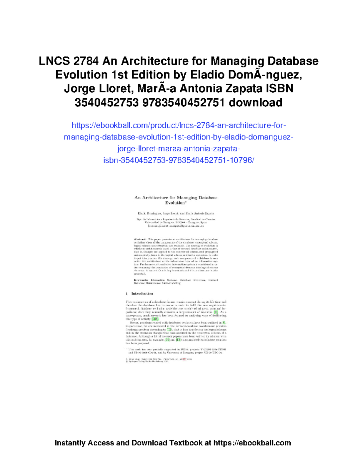 LNCS 2784 An architecture for managing database evolution - Studocu