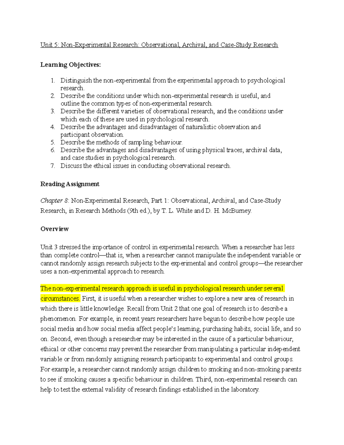 Unit 5: Non-Experimental Research - Observational, Archival & Case ...