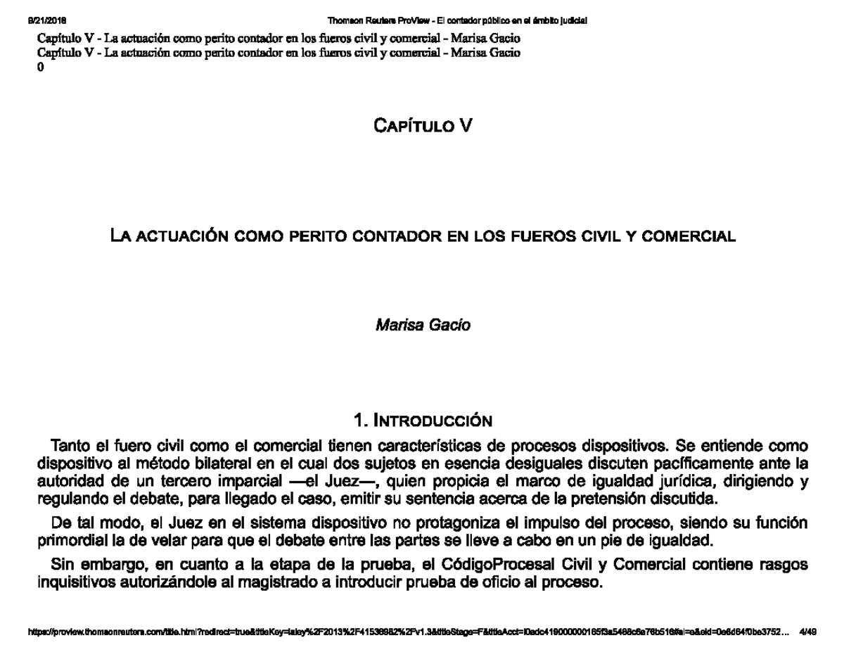 Capítulo V: La Actuación del Perito Contador en el Fuero Civil y ...