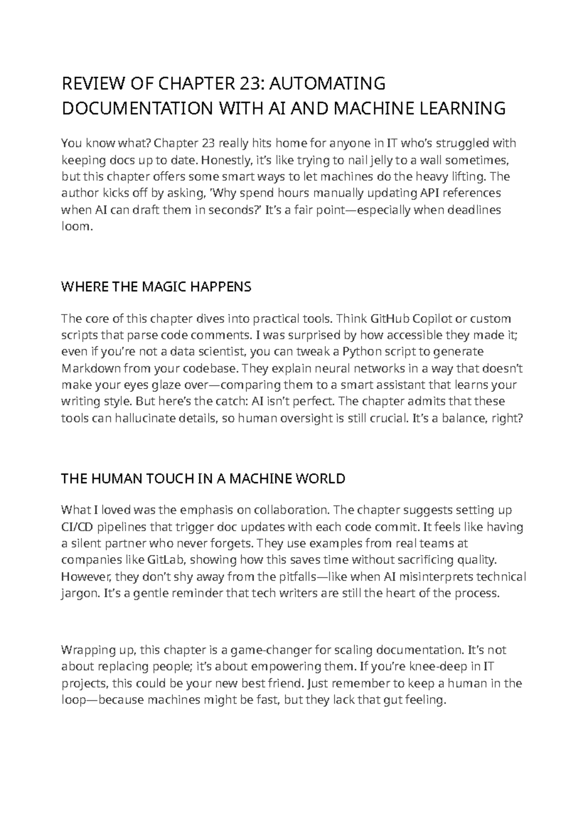 REVIEW OF CHAPTER 23: AI & ML in Documentation Automation - Studocu