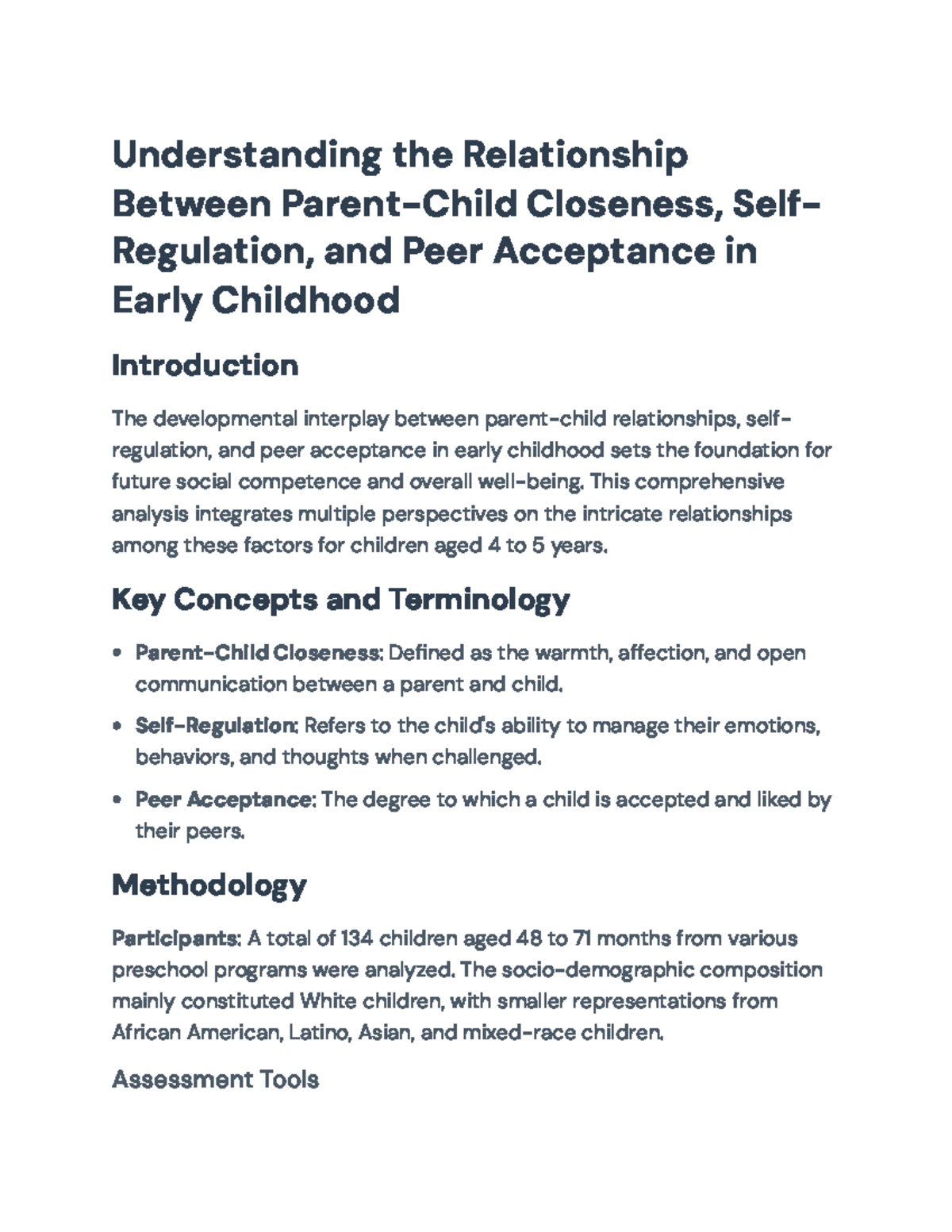 Understanding Parent-Child Impact on Self-Regulation & Peer Acceptance ...