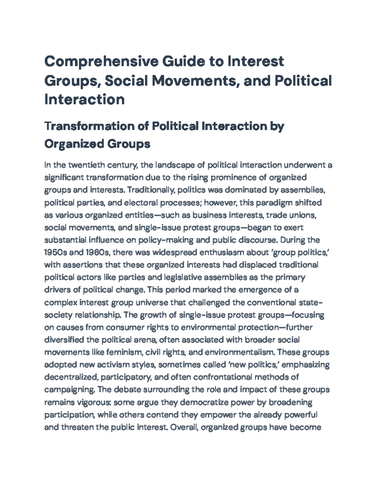 Comprehensive Guide to Interest Groups & Social Movements in Politics ...