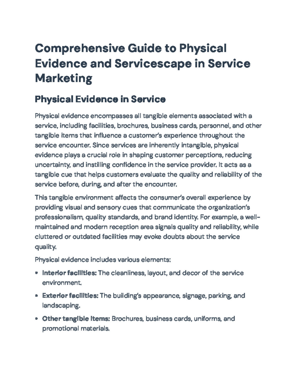 Comprehensive Guide to Physical Evidence & Servicescape in MKT 101 ...