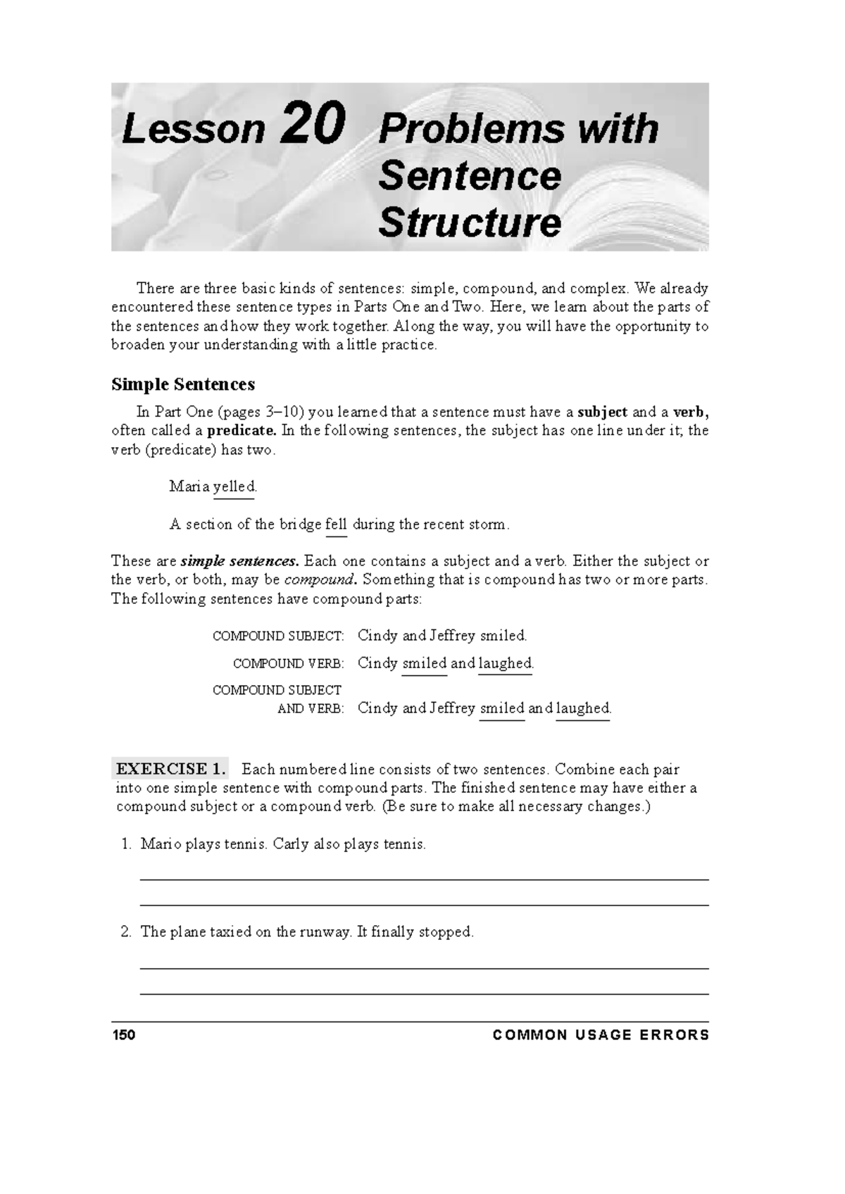 Error with sentence structures - 150 C O M M O N U S A G E E R R O R S ...
