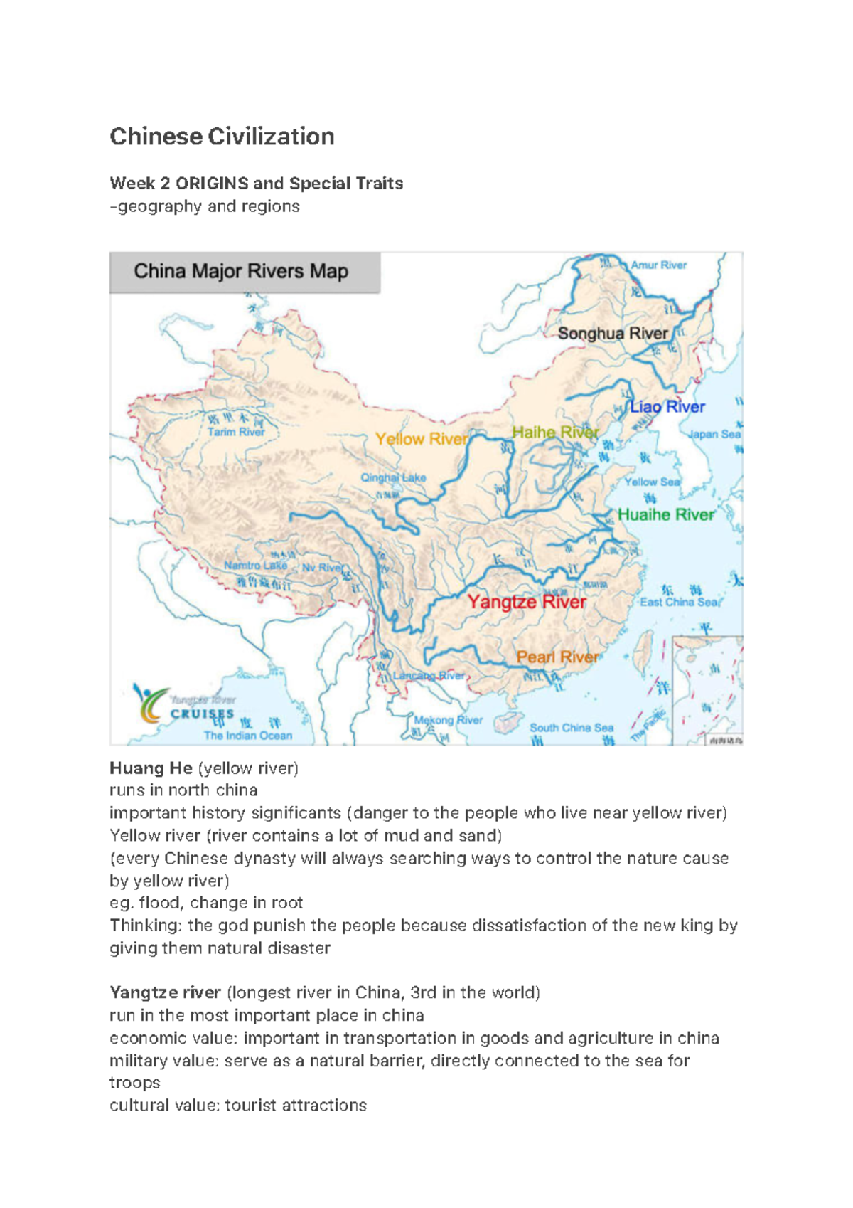 Chinese Civilization Notes - Geography, Dynasties, and Cultural ...
