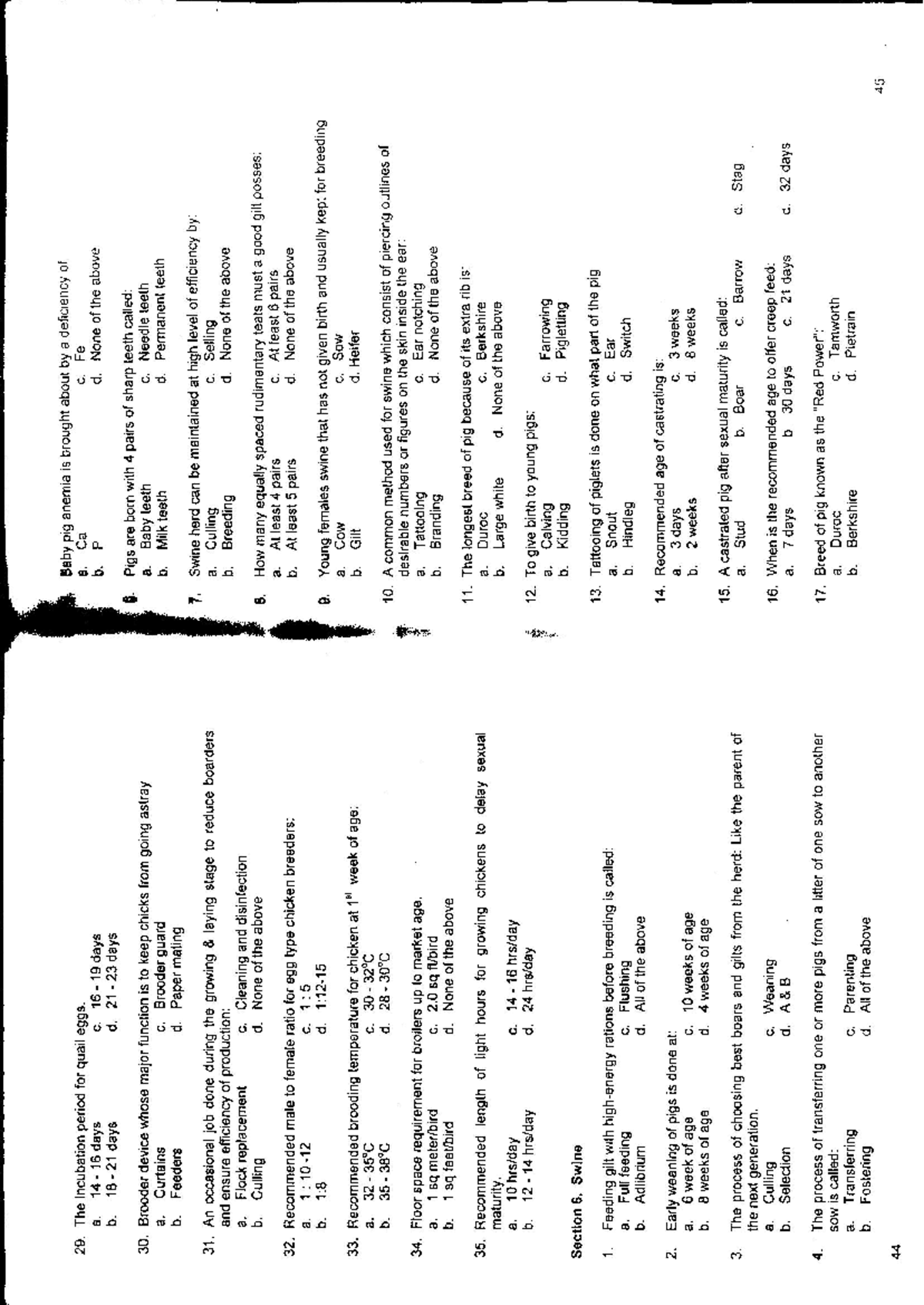 Ansci 21 - Swine Management Quiz Notes and Key Concepts - Studocu
