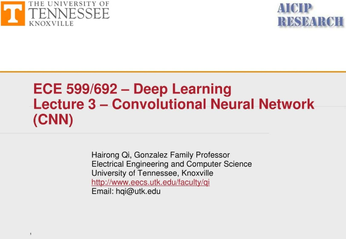 ECE Deep Learning Lecture 3: Convolutional Neural Networks (CNN) - Studocu