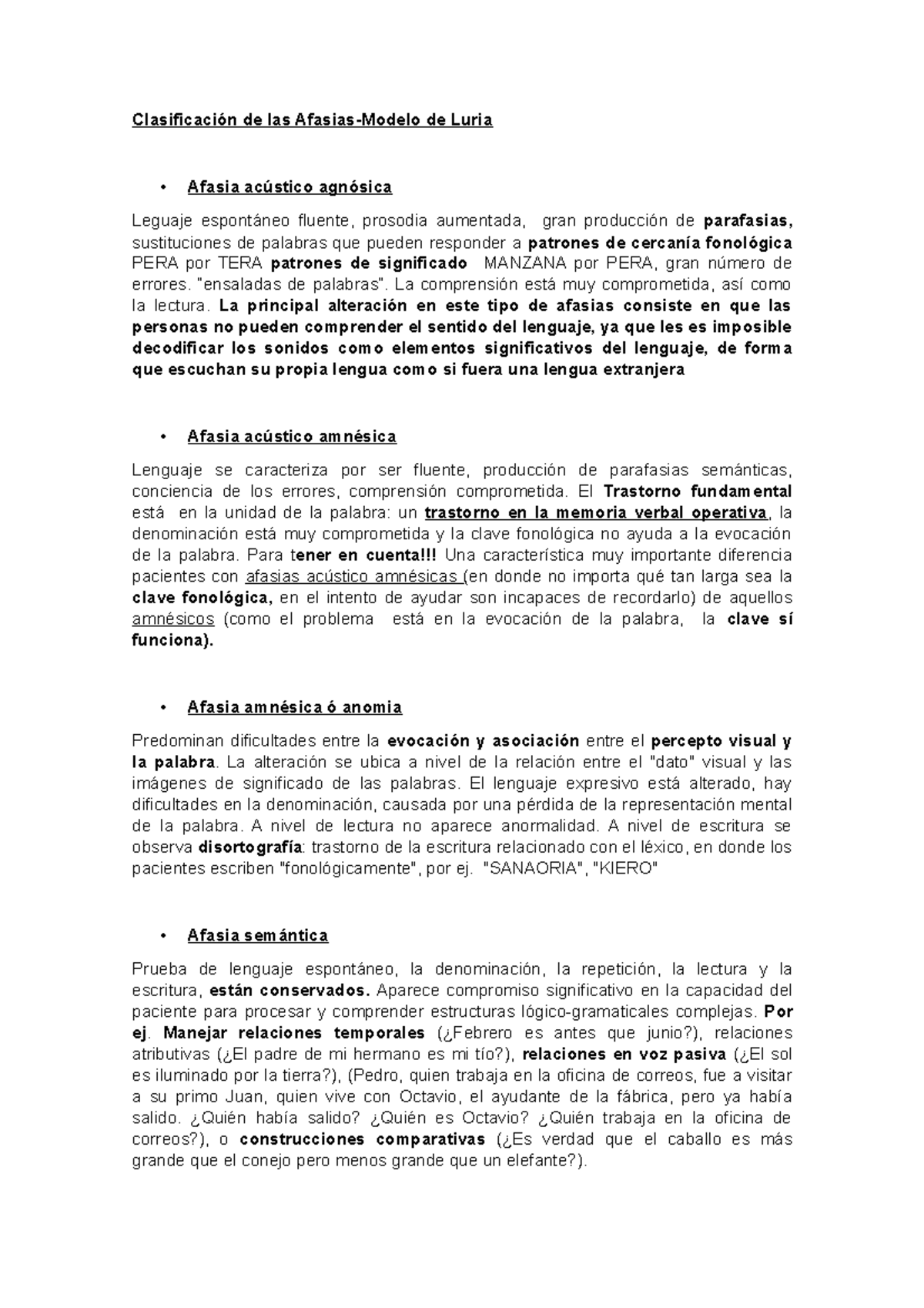 Clasificación de las Afasias-Luria - de las de Luria Afasia Leguaje ...