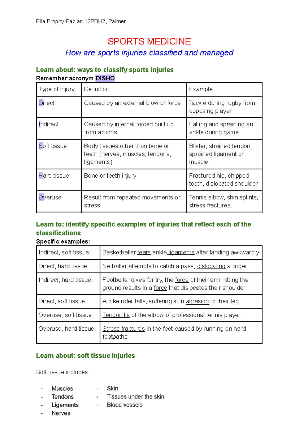 Ella 12PDH2, Palmer Sports Medicine: Classification & Management of ...