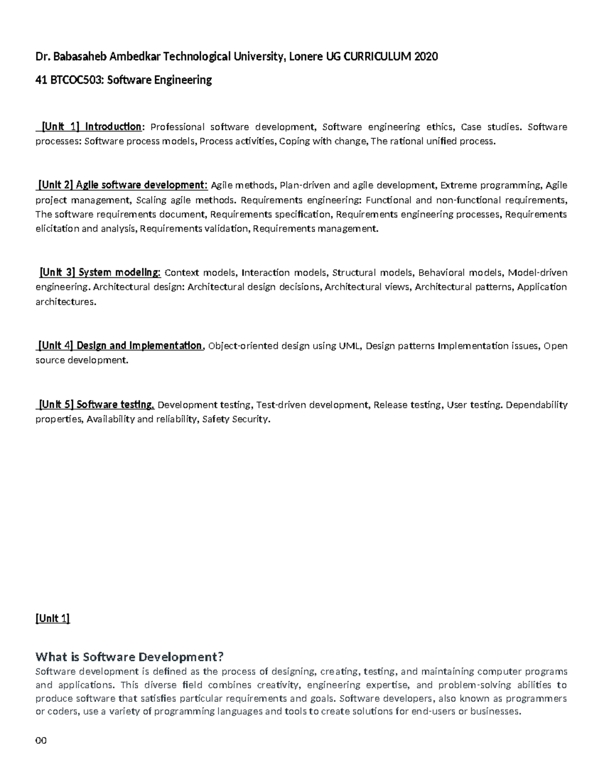 BTCOC503: Software Engineering Lecture Notes - Key Concepts & Practices ...