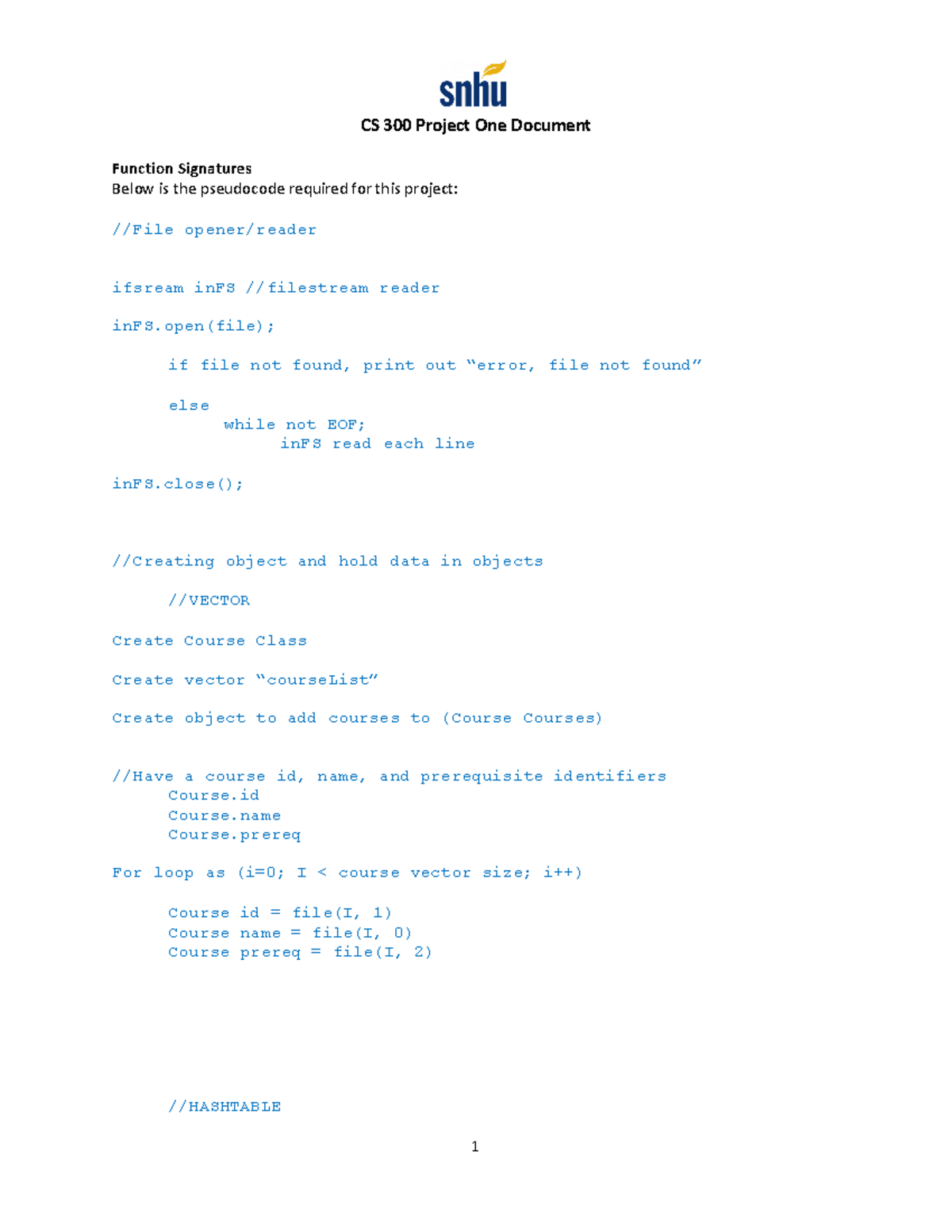 CS 300 Project One: Pseudocode and Runtime Analysis Summary - Studocu