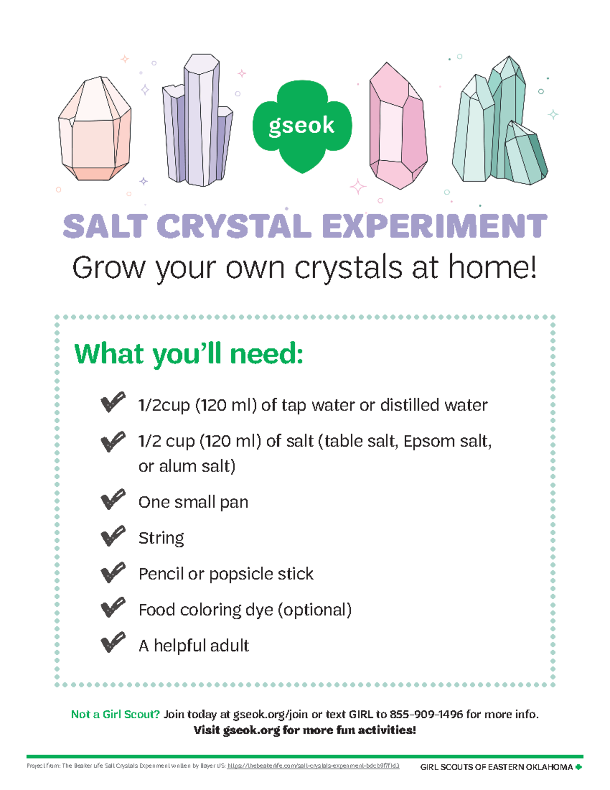 Salt Crystal Experiment Activity Sheet for Home Science Fun - Studocu