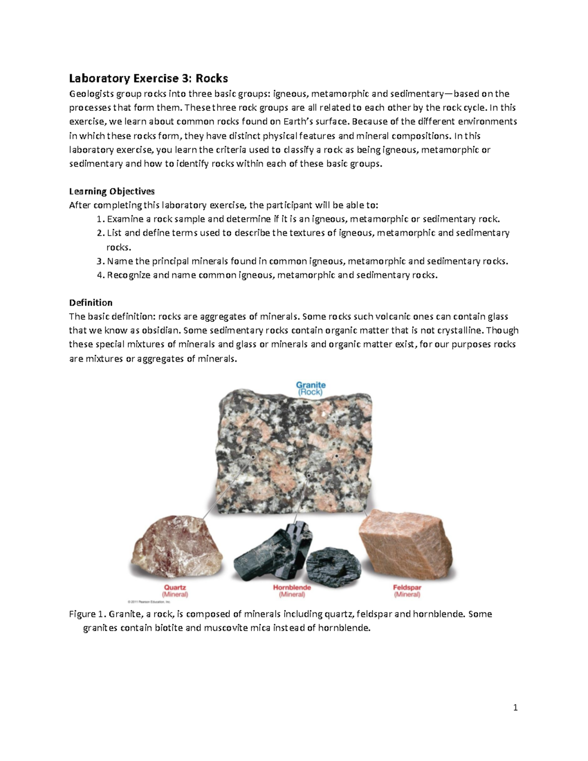 Laboratory Exercise 3: Classifying Igneous, Metamorphic, & Sedimentary Rocks - Studocu