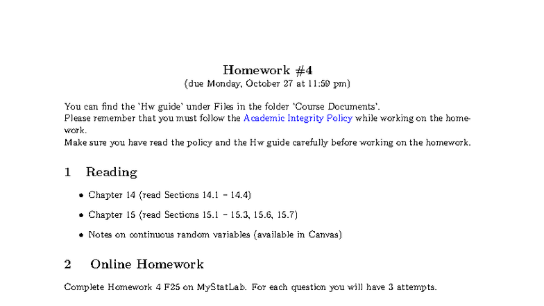 Homework 4: Probability Exercises & Guidelines (F25) - Studocu
