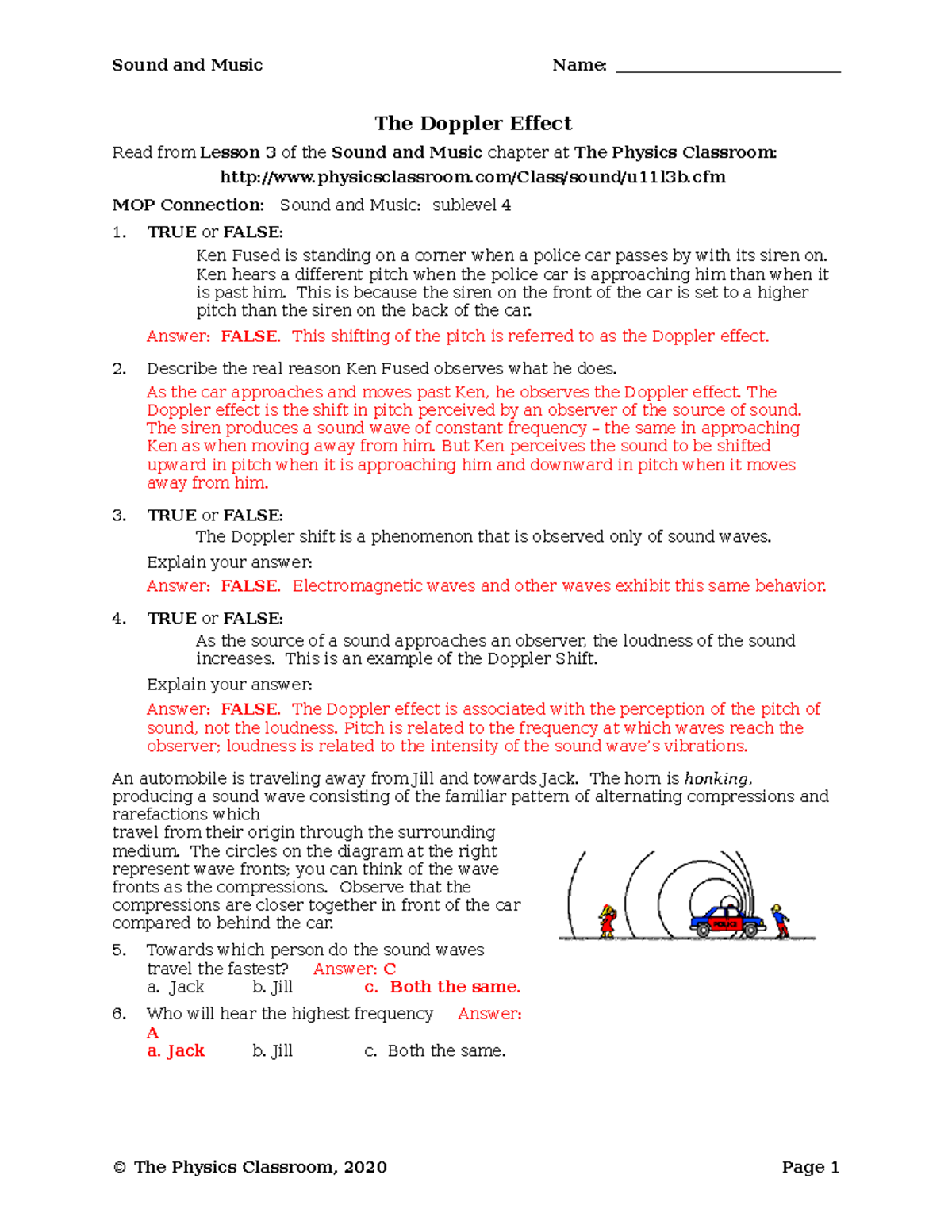 DOPPLER EFFECT - Sound and Music Lesson 3 Notes (PHYS101) - Studocu