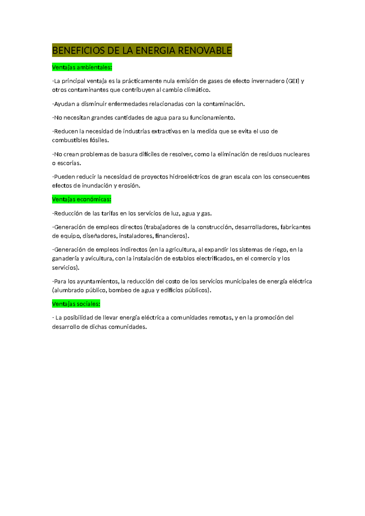 Beneficios DE LA Energia Renovable - BENEFICIOS DE LA ENERGIA RENOVABLE ...