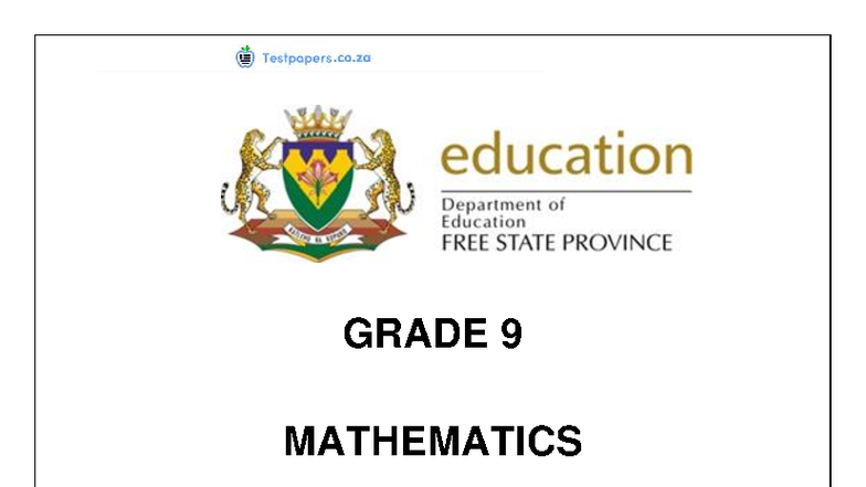 Grade 9 Mathematics November Test 2022 Paper 1 (Duration: 1h 30m) - Studocu