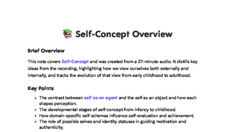 Self-Concept: Agentic vs. Objective Perspectives Overview - Studocu