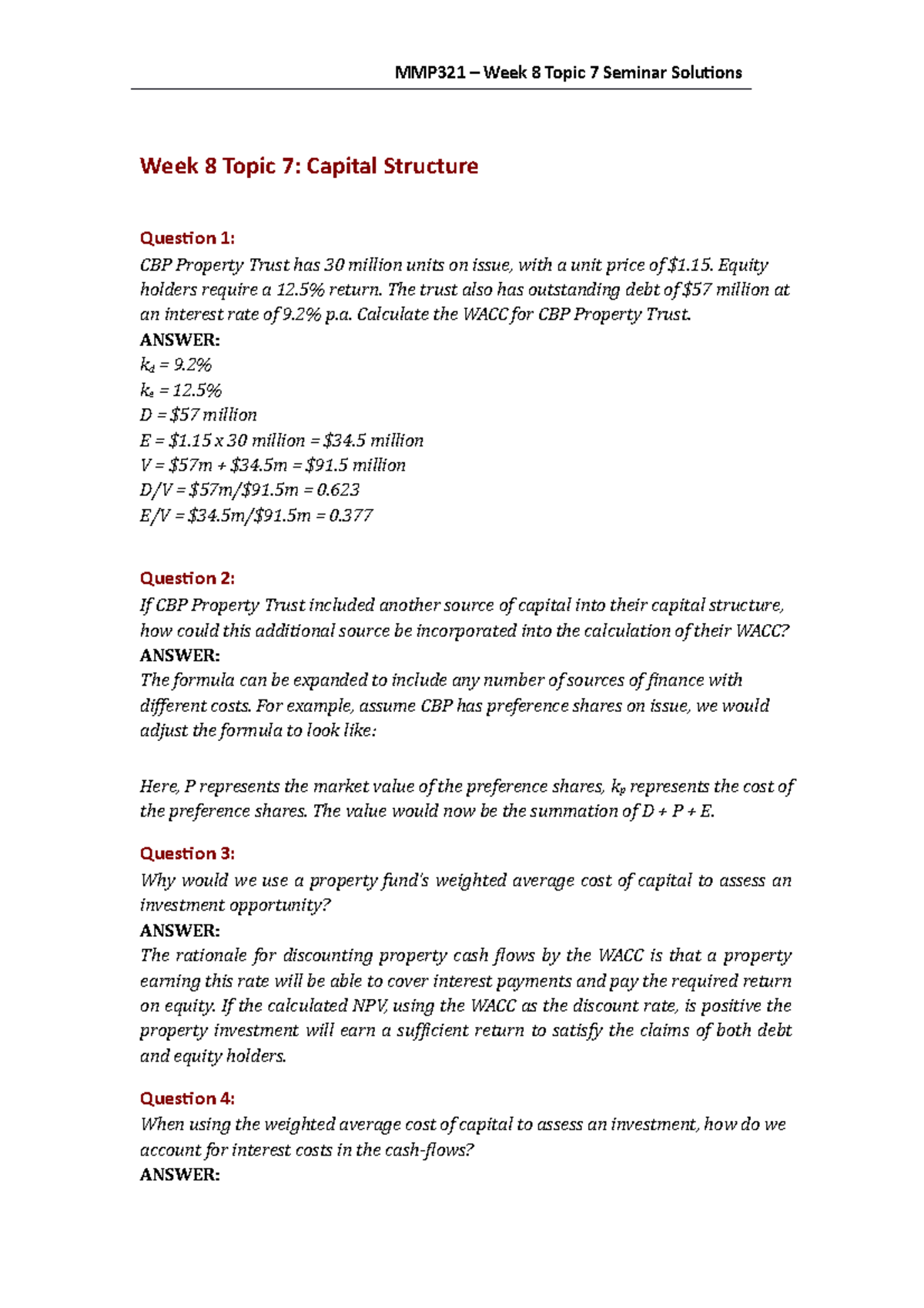 Week 8 Topic 7 Solutions 1 - MMP321 – Week 8 Topic 7 Seminar Solutions ...