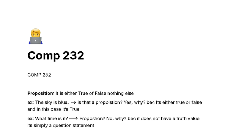 Comp 232 Final Exam Notes: Propositions, Logic, and Functions - Studocu