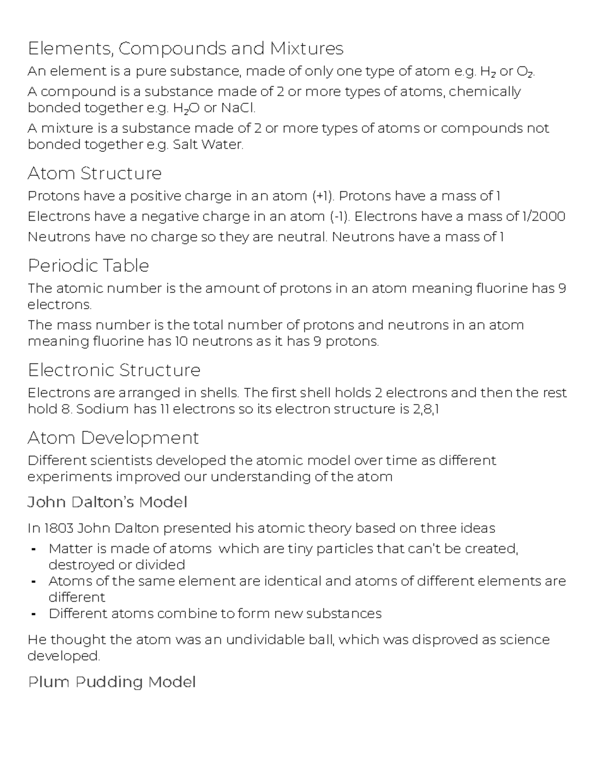 GCSE Chemistry Notes: Elements, Compounds & Atomic Structure - Studocu
