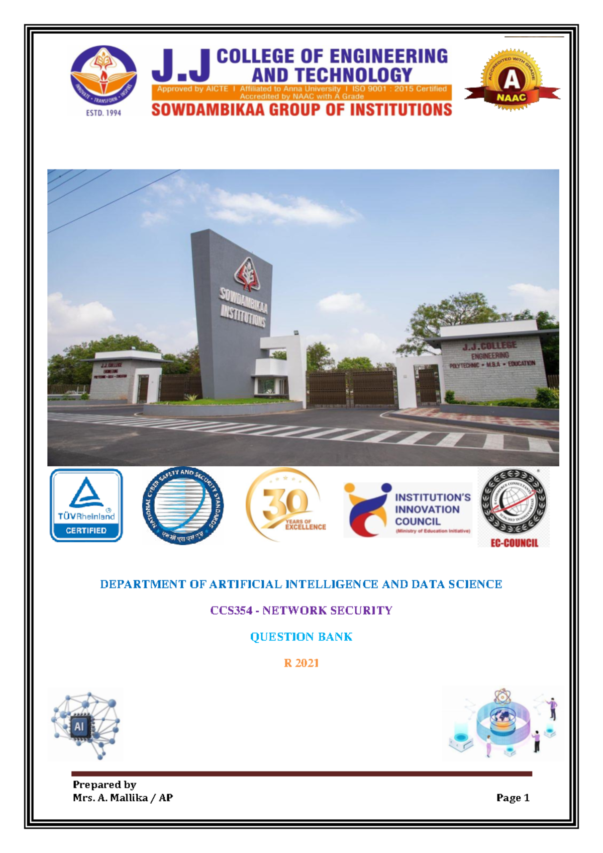 CCS354 NETWORK SECURITY QUESTION BANK - 2021 Edition - Studocu