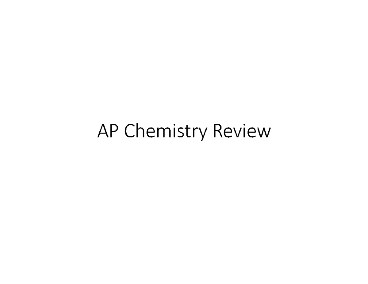 AP Chem Review: Jeopardy Style Study Guide for Exam Prep - Studocu