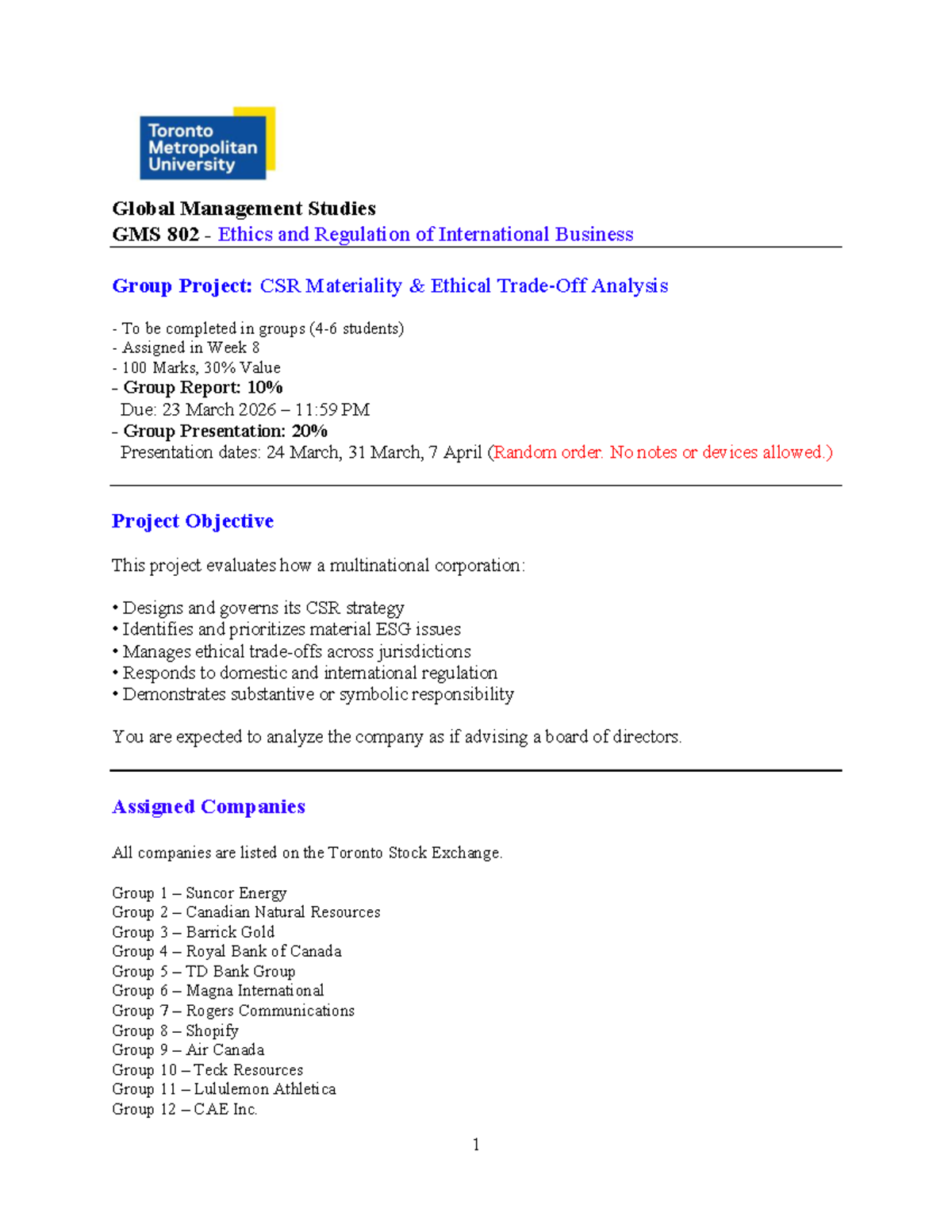 GMS 802 Group Project: CSR Materiality & Ethical Analysis Report - Studocu