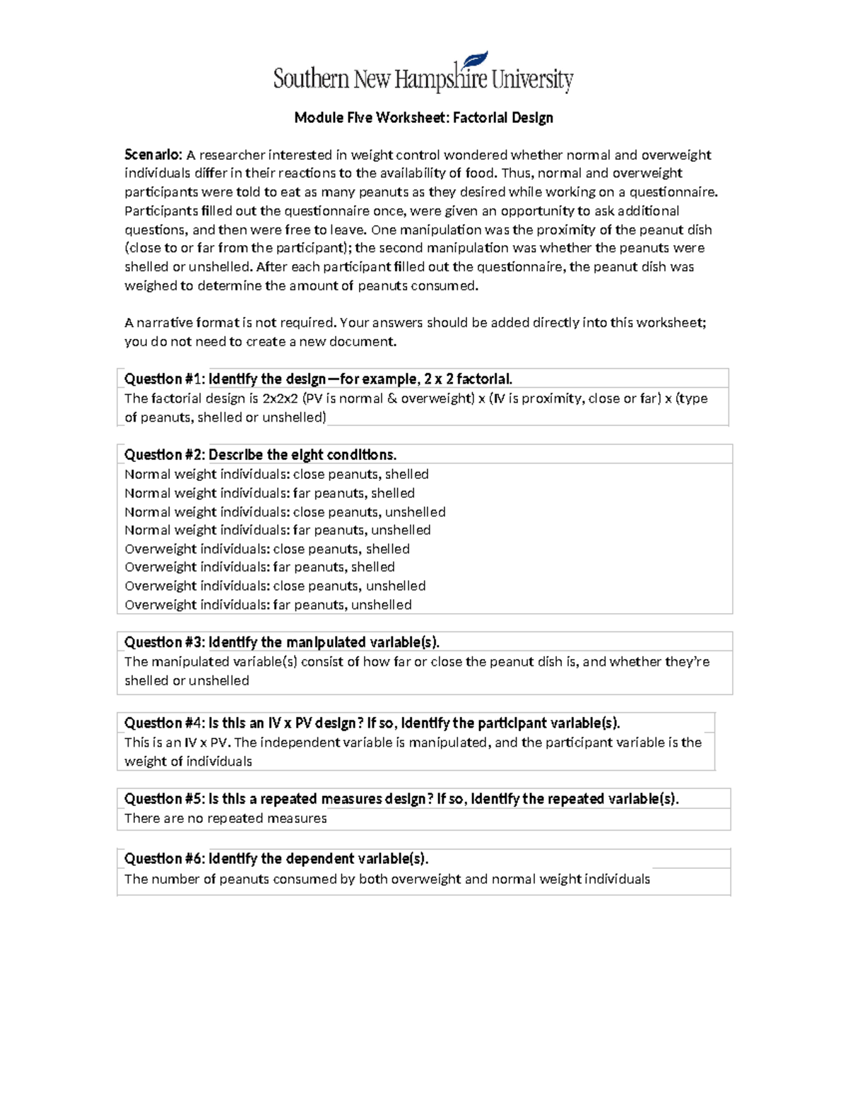 SCS502 Module 5: Factorial Design Worksheet and Analysis - Studocu