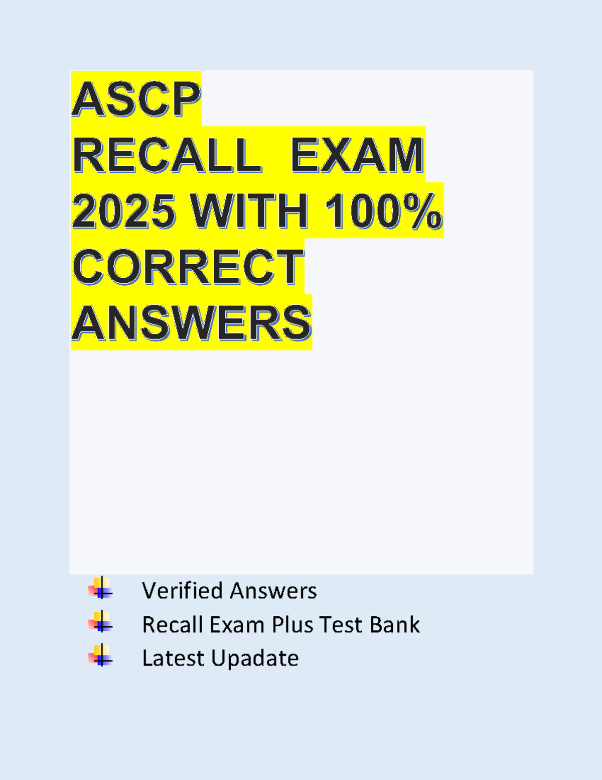 NURS 2025 Recall Exam Review - Test Bank and Answers - Studocu
