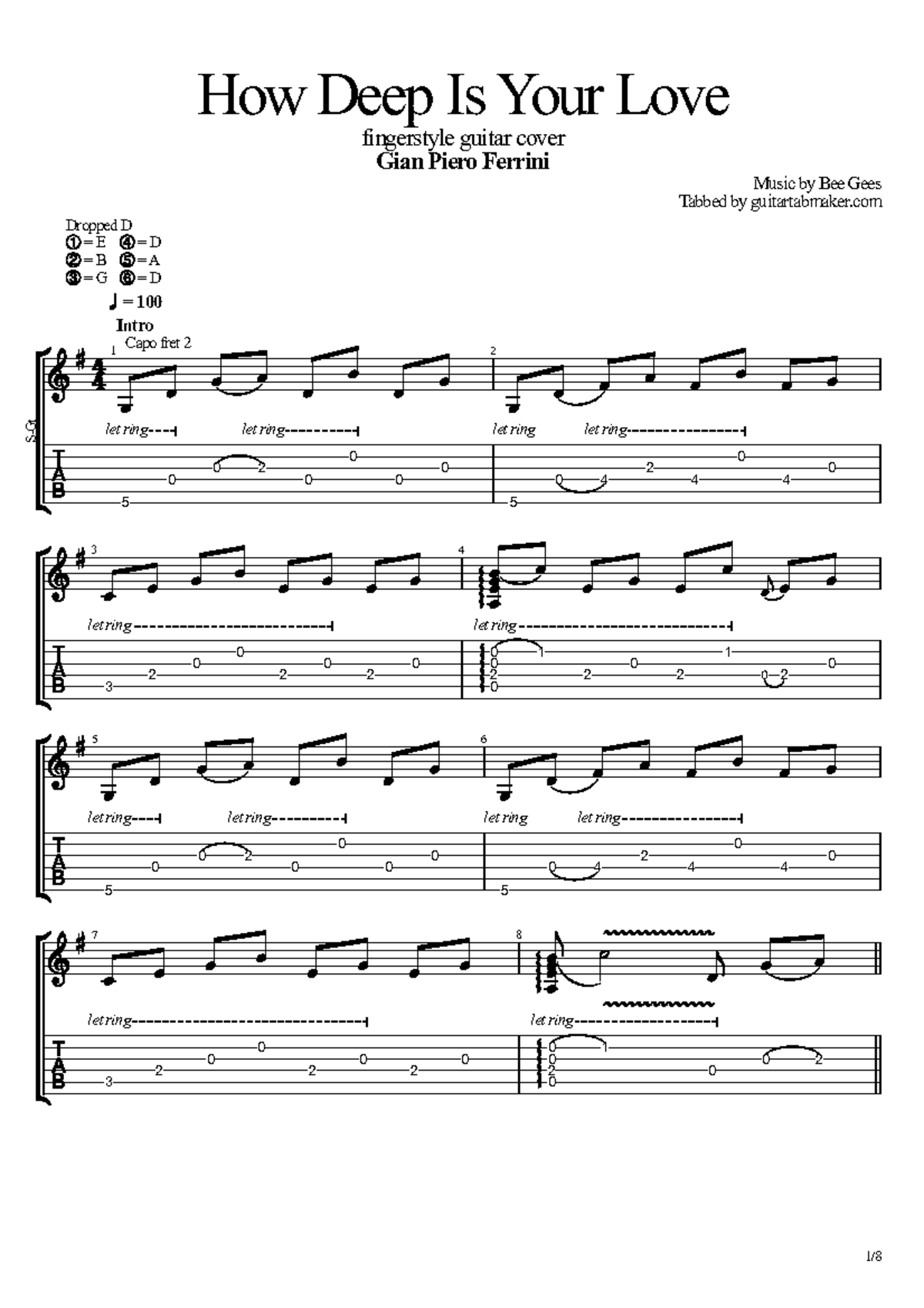 Bee Gees - How Deep Is Your Love (Fingerstyle Guitar Cover) - Studocu