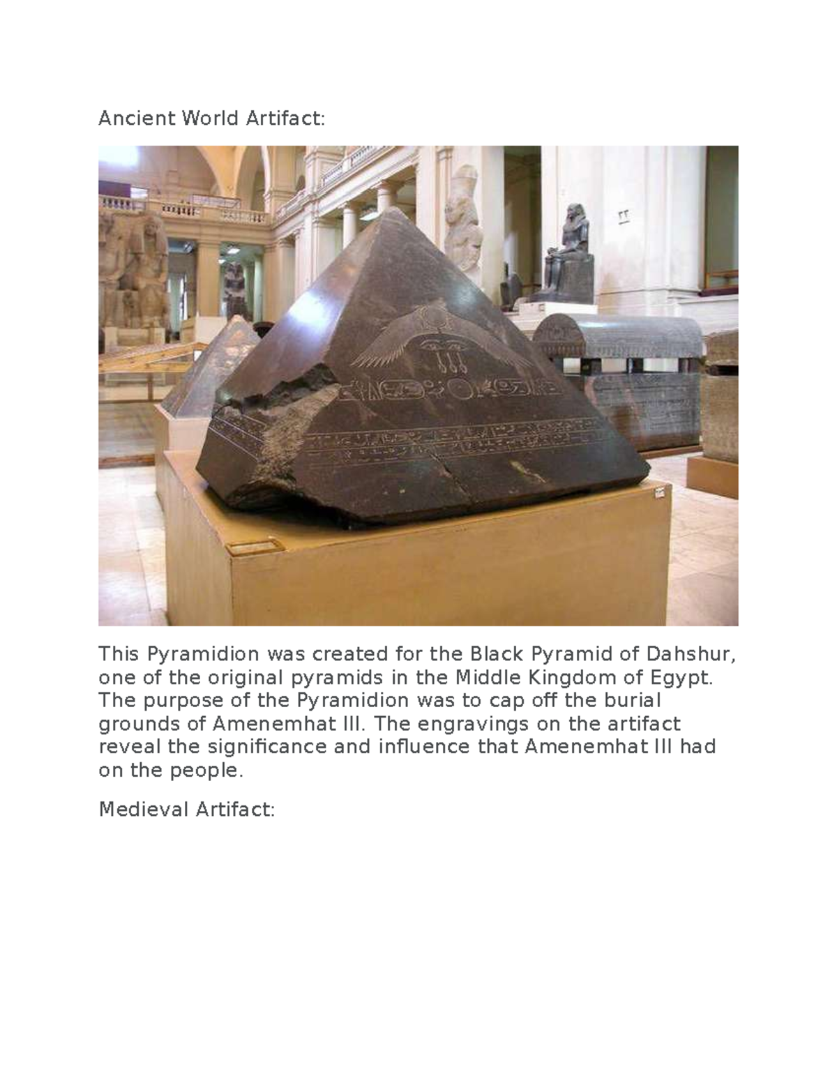5-1 Discussion ARTIFACT - Ancient World Artifact: This Pyramidion was ...