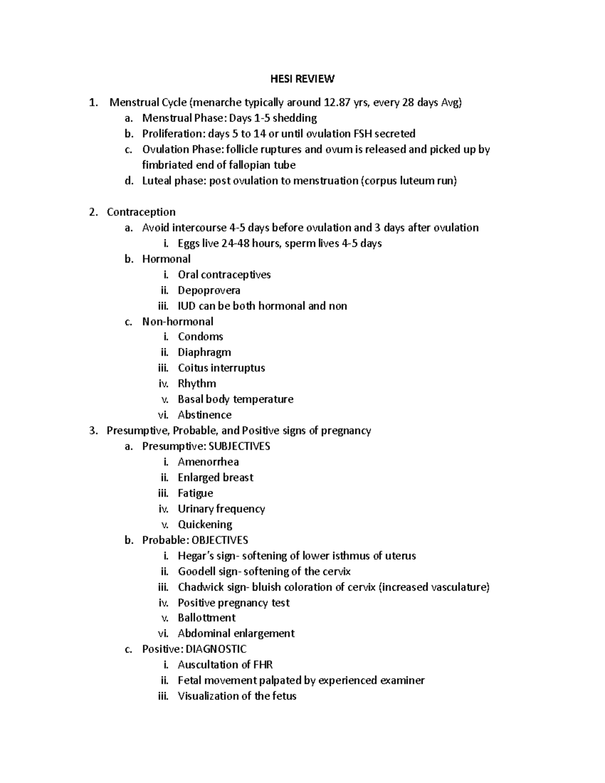 HESI Review - Maternal Nursing Final/HESI - HESI REVIEW Menstrual Cycle ...