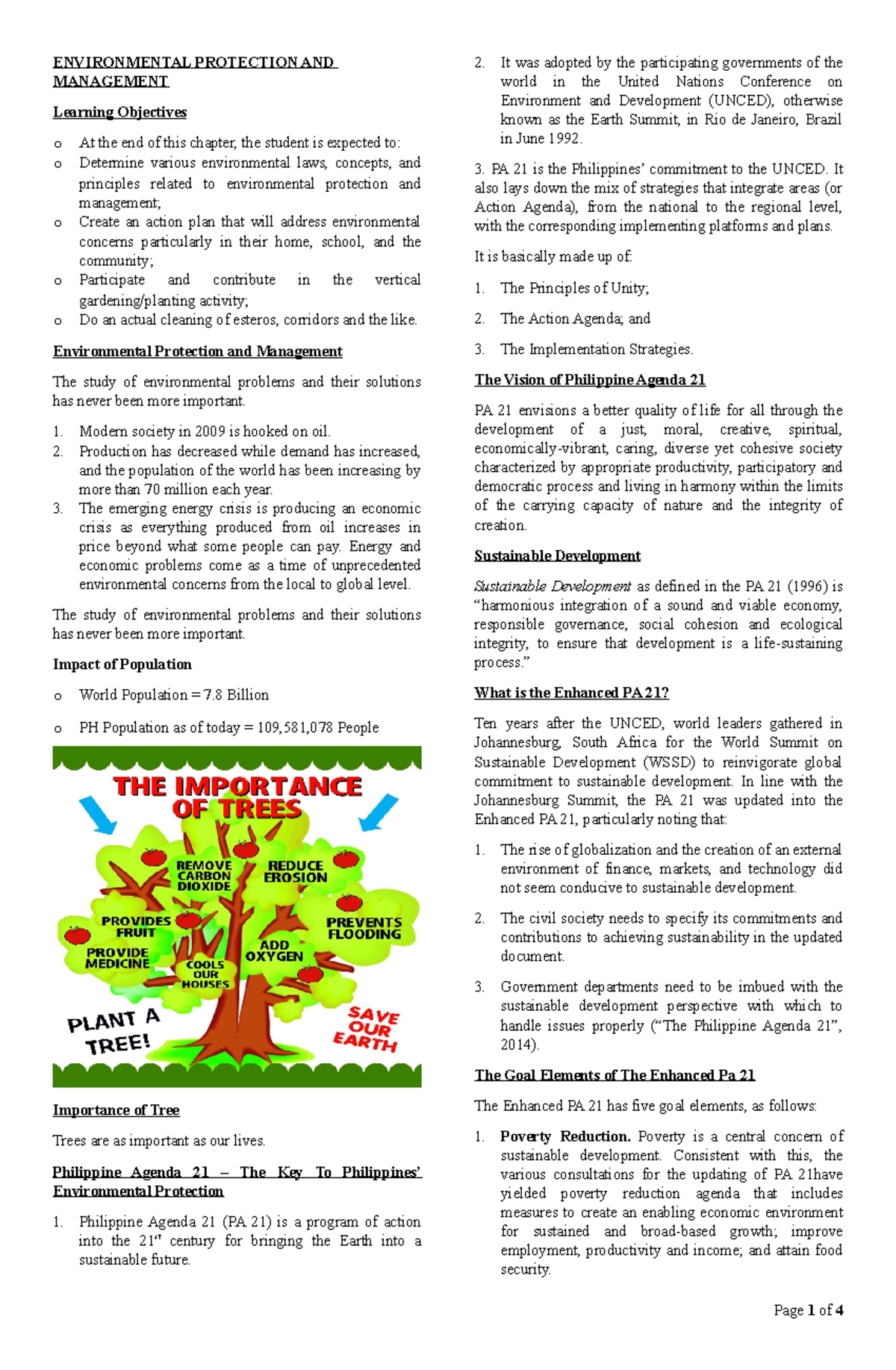 Environmental Protection and Management (Final Reviewer) - Studocu
