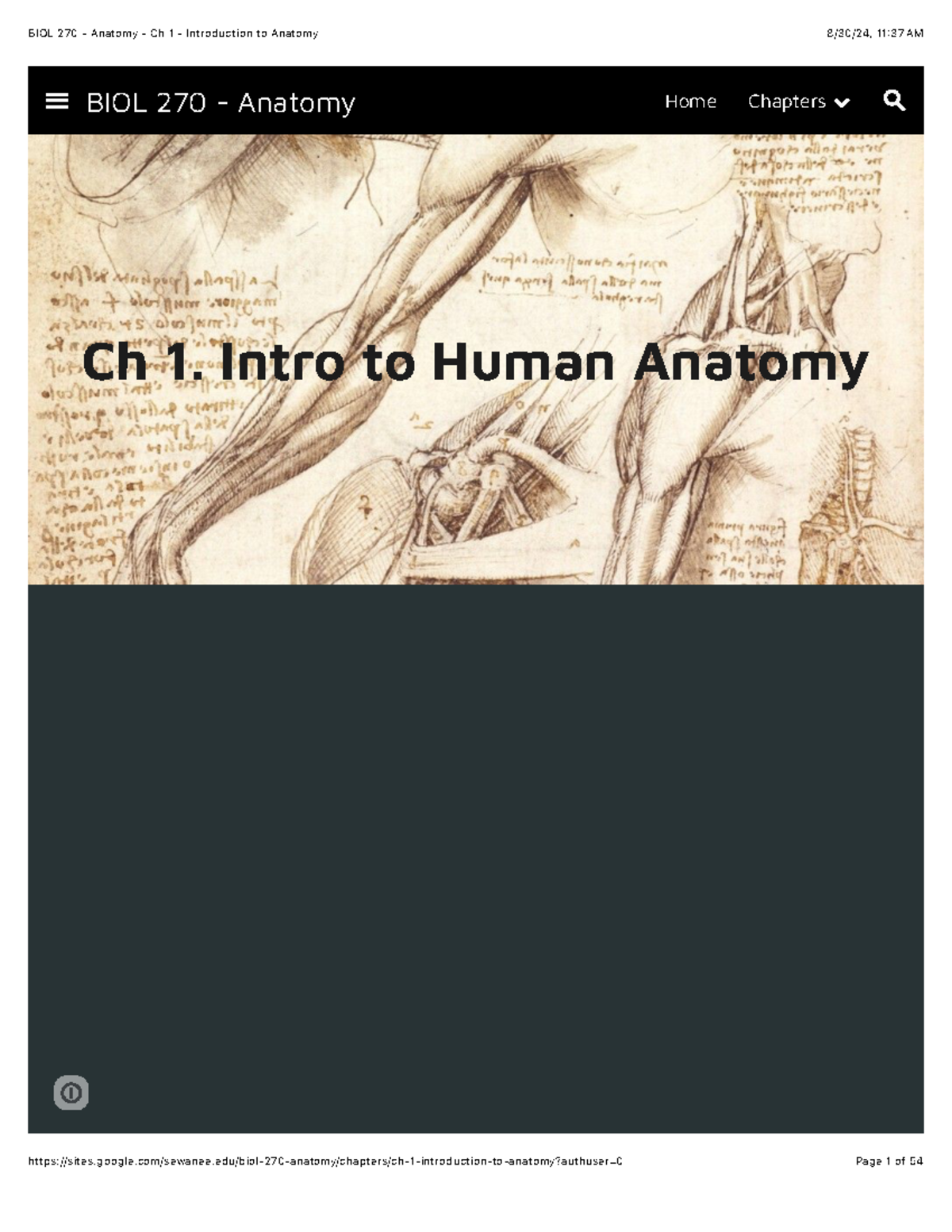 BIOL 270 - Anatomy - Chapter 1: Intro to Human Anatomy - Studocu