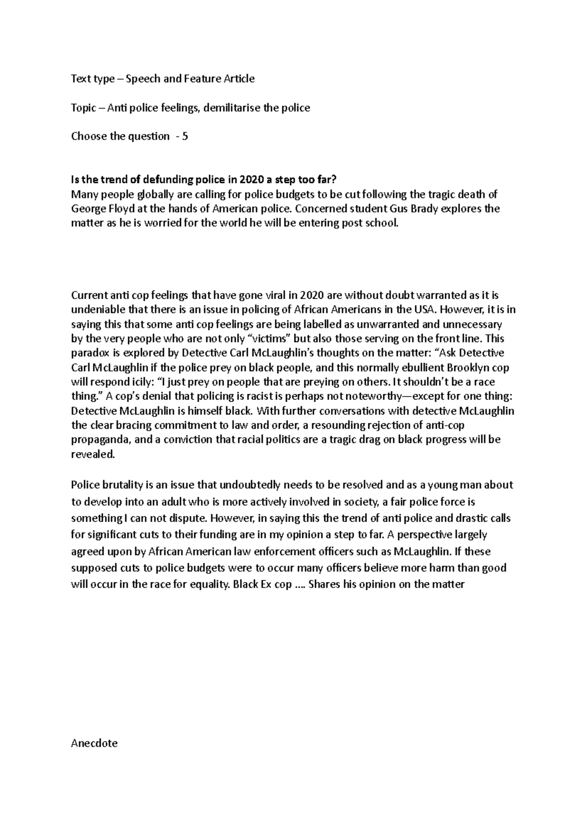 Interpretive text techniques - o (1st, 2nd, 3rd) – sentence length ...