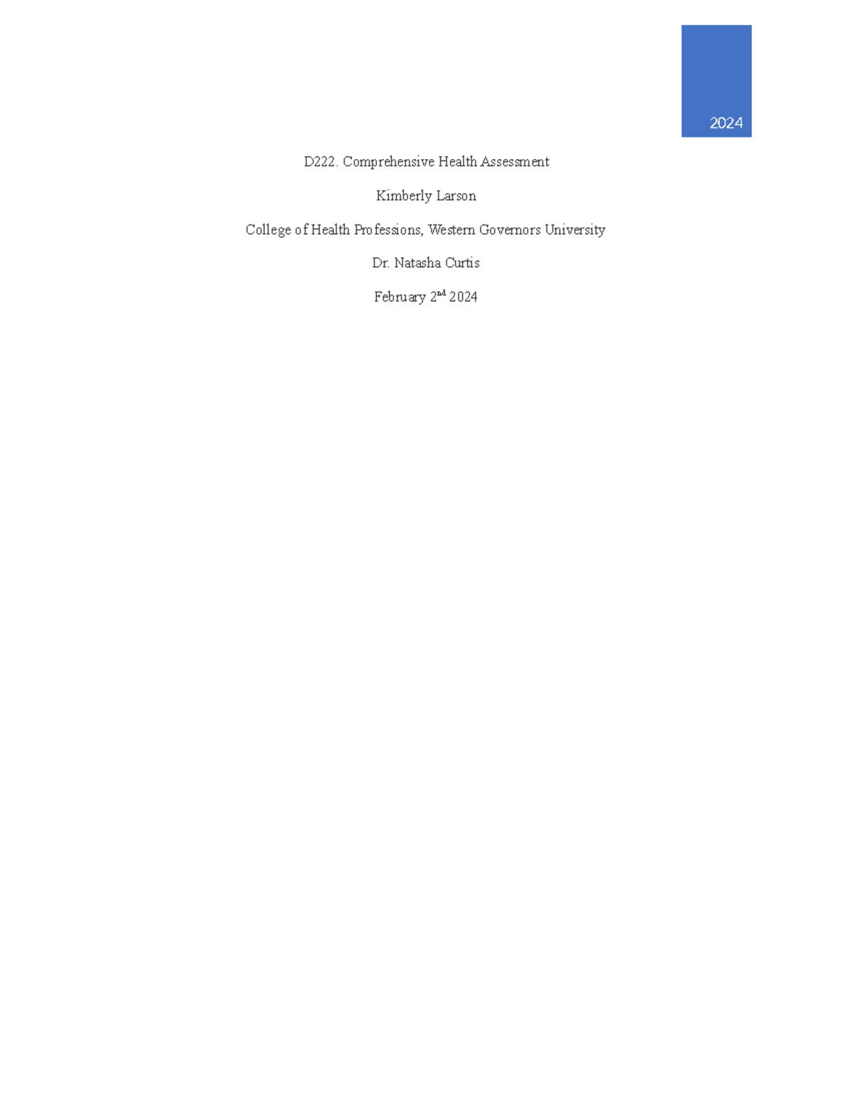 D222 Comprehensive Health Assessment - SMART Goals and Notes - Studocu