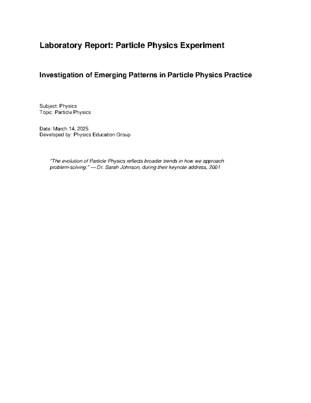 Physics 101: Lab Report on Emerging Patterns in Particle Physics - Studocu