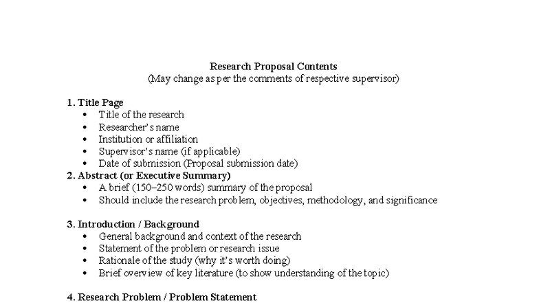 RP - Research Proposal Structure and Guidelines - Studocu