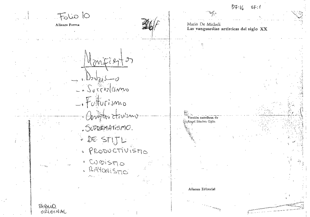 Mario DE Micheli. Las vanguardias artísticas del siglo XX . Manifiestos ...