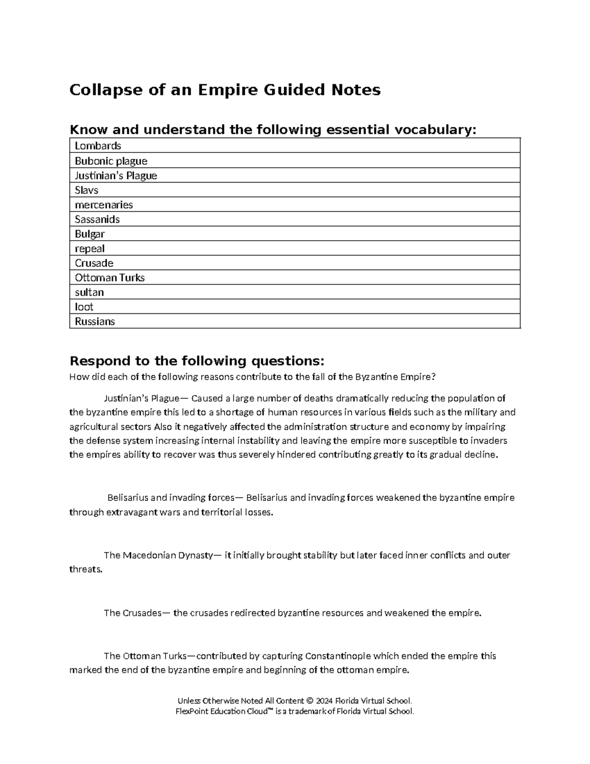 Collapse of an empire guided notes - Collapse of an Empire Guided Notes ...
