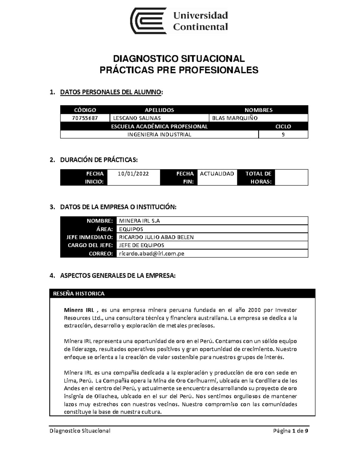 Diagnostico Situacional Lescano Salinas Blas Marquiño - DIAGNOSTICO SITUACIONAL PRÁCTICAS PRE ...