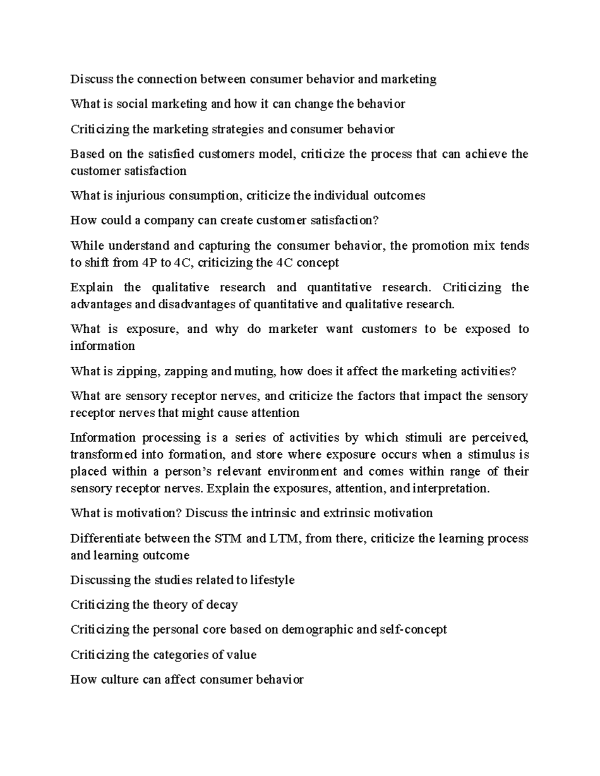 Revision Notes on Consumer Behavior and Marketing Strategies (CB) - Studocu